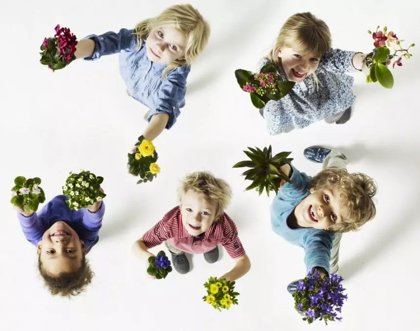 Niños y plantas