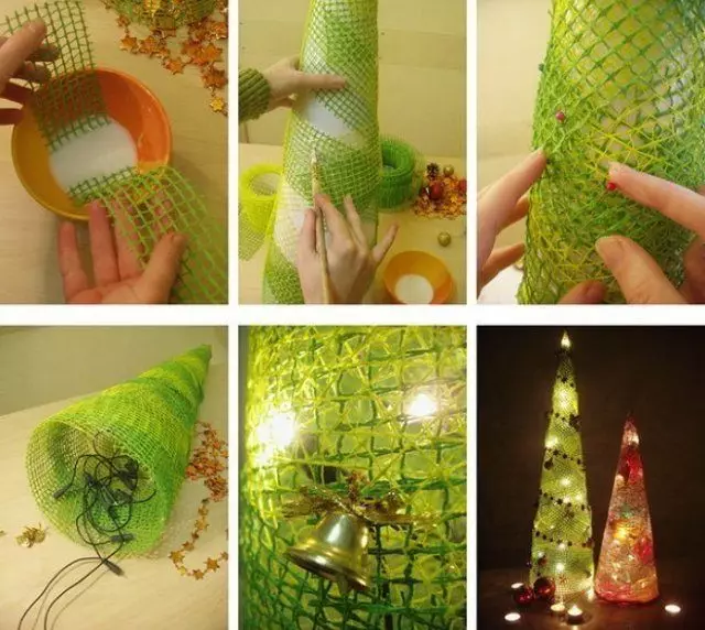 Како направити божићно дрвце од цветне мреже
