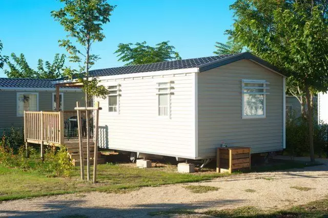 Stationary residential trailer.