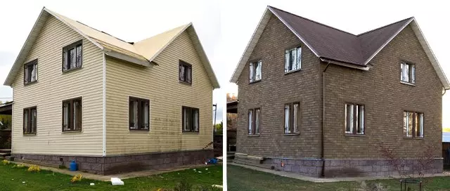 Maison avant et après les objets de la façade carrelée Hauberk