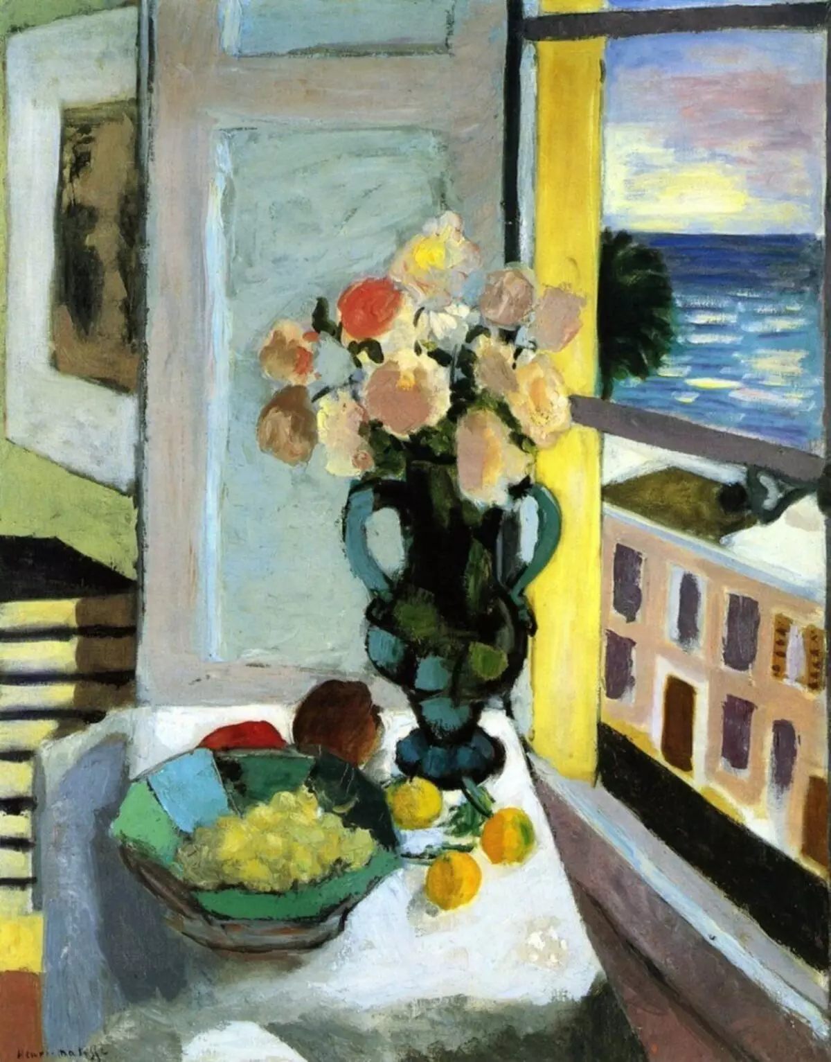 Rosas brancas diante da xanela. A. Matisse.